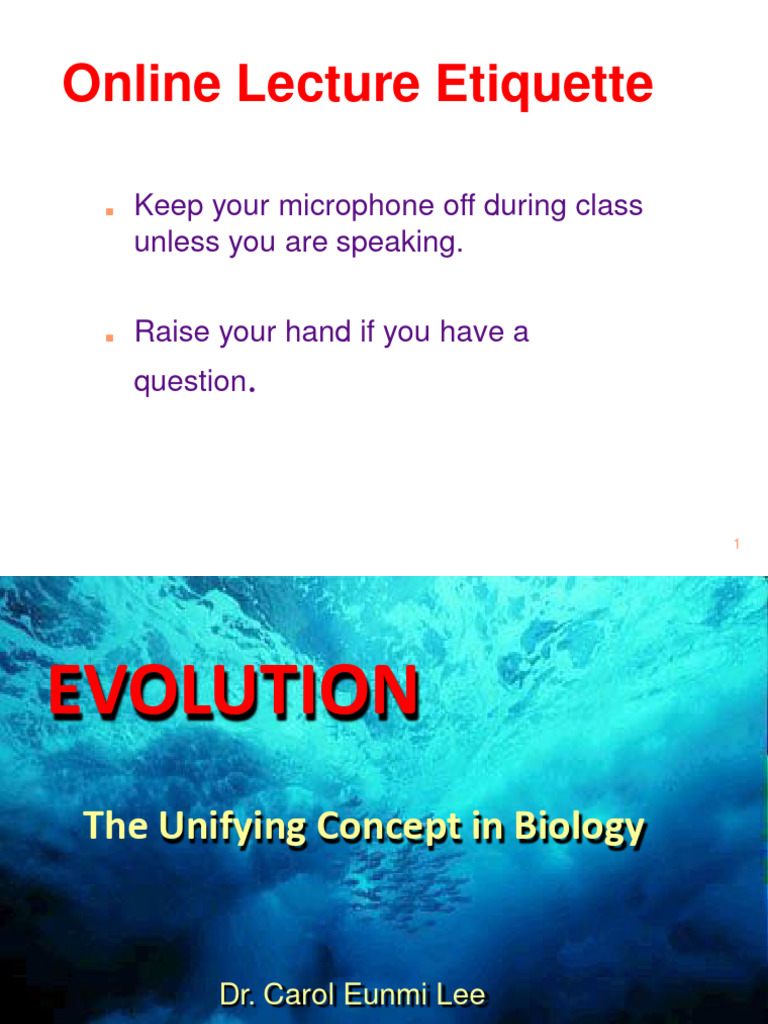 BIO106 Lecture 01 | PDF | Evolution | Hiv