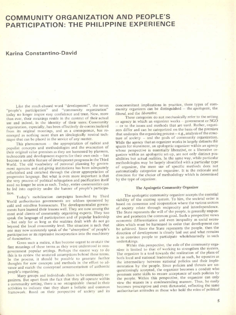 CO and Peoples Participation The Philippine Experience | PDF