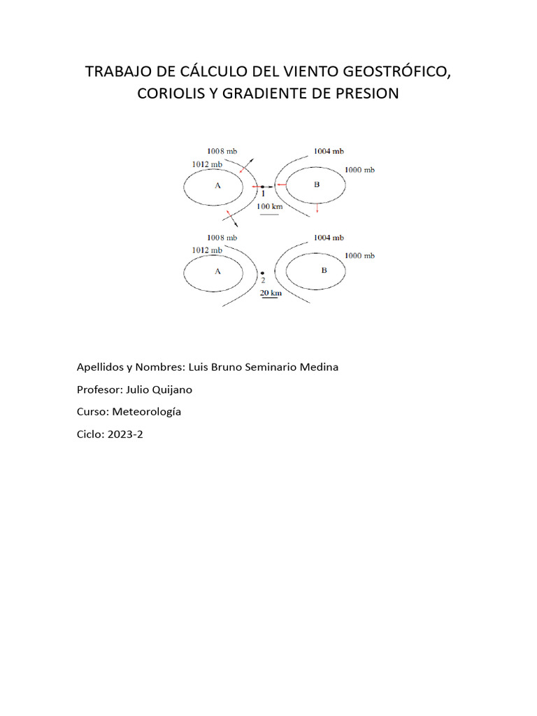 Trabajo de Cálculo Del Viento Geostrófico | PDF