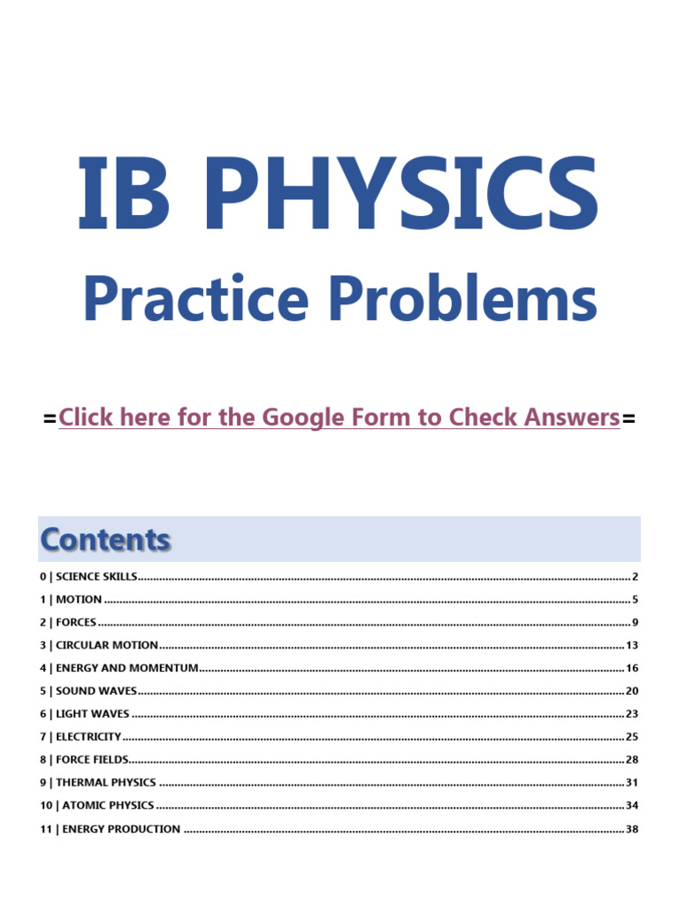Ib Physics - Practice Problems | PDF | Waves | Frequency