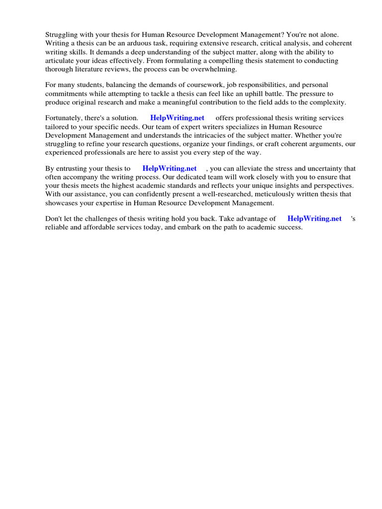 Thesis Title For Human Resource Development Management | PDF | Human ...