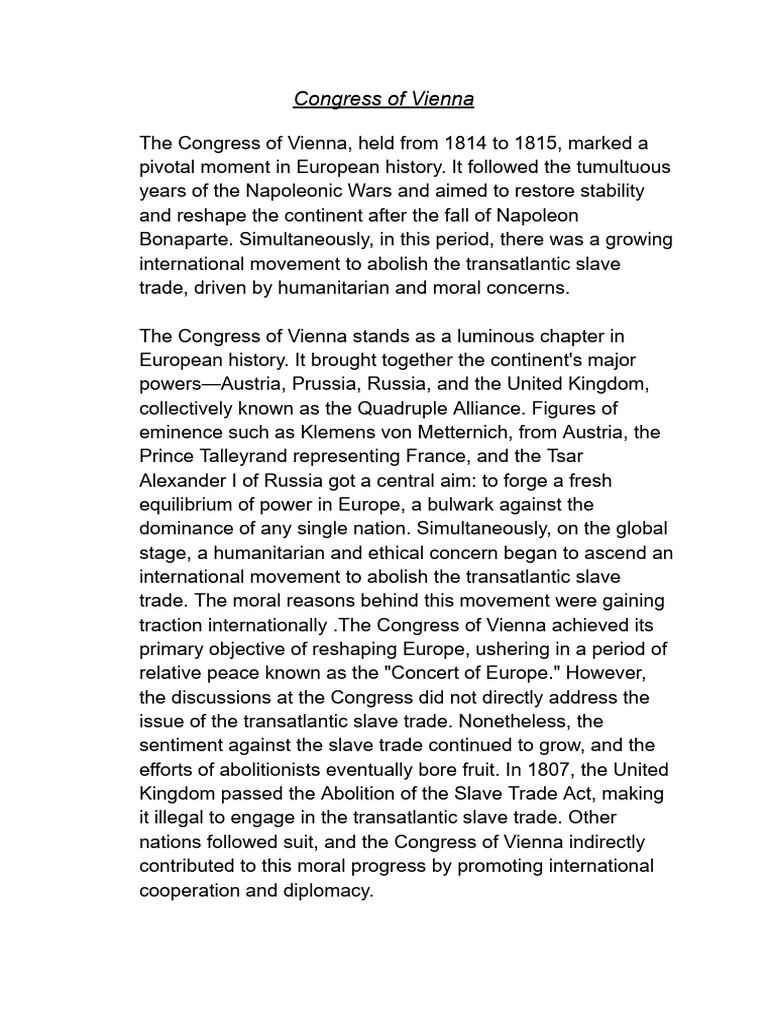 Congress of Vienna - Google Docs | PDF