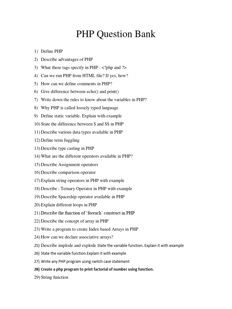 PHP Question Bank | PDF