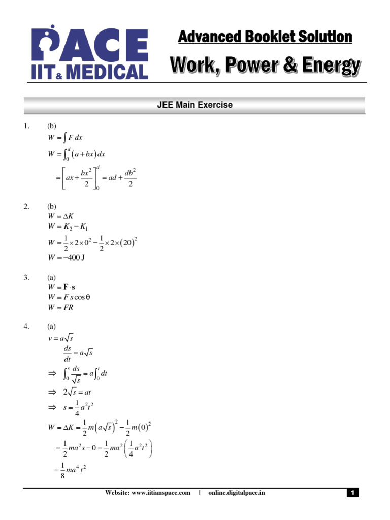 Work, Power & Energy (Advanced) | PDF | Physical Phenomena | Physical Quantities