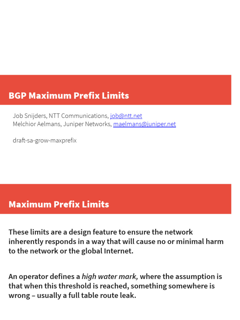 Slides 104 Grow BGP Maximum Prefix Limits 00 | PDF
