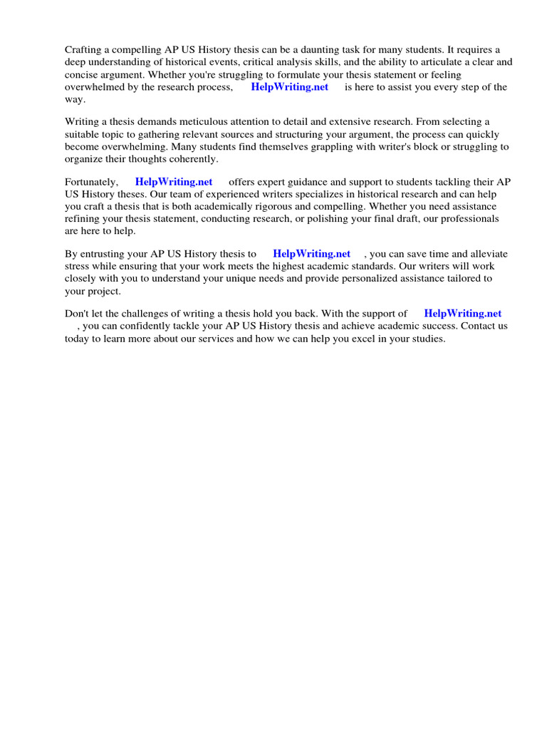 How To Write A Good AP Us History Thesis | PDF | Essays | Multiple Choice