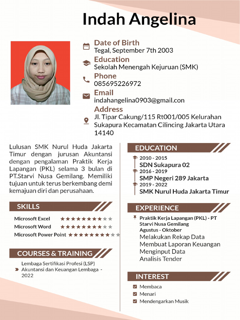 CV - Indah Angelina | PDF