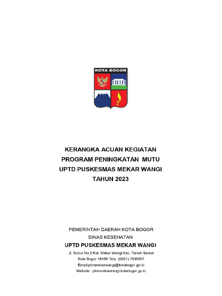 Kak Program Peningkatan Mutu Puskesmas | PDF