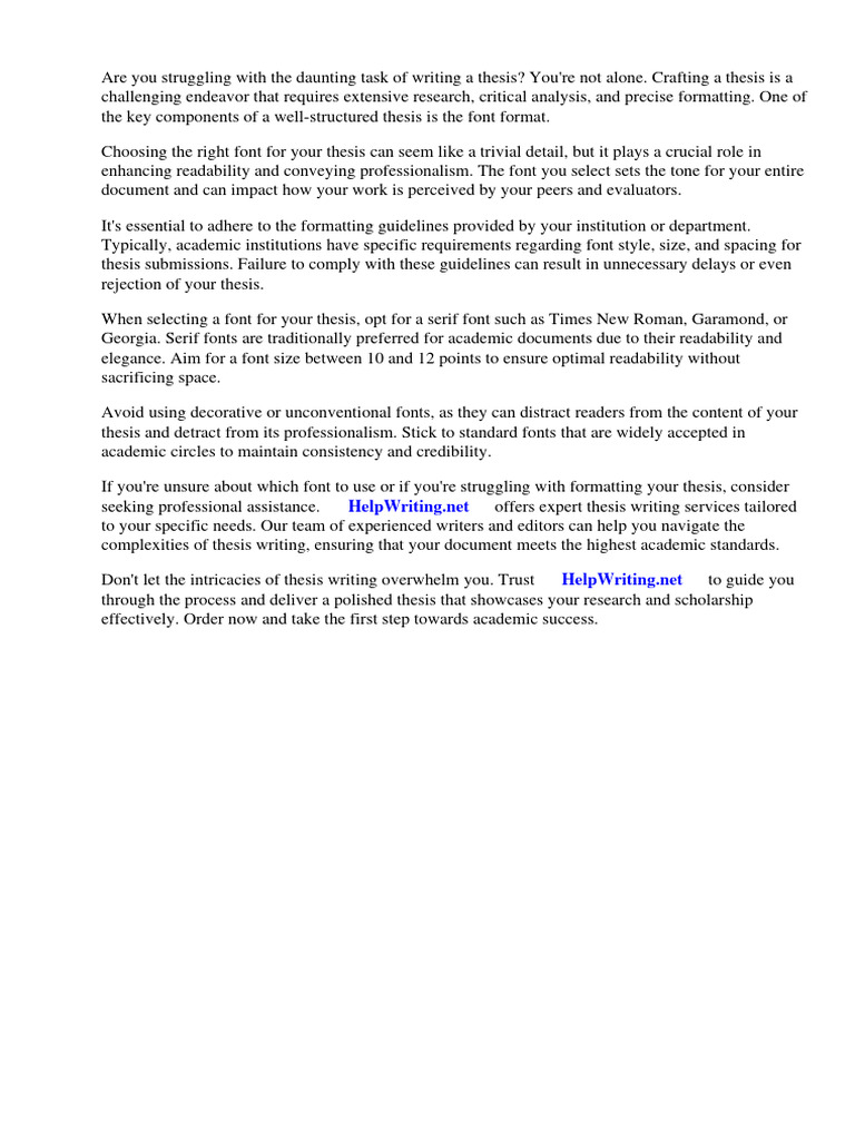 Thesis Format Font | PDF | Thesis | Typefaces