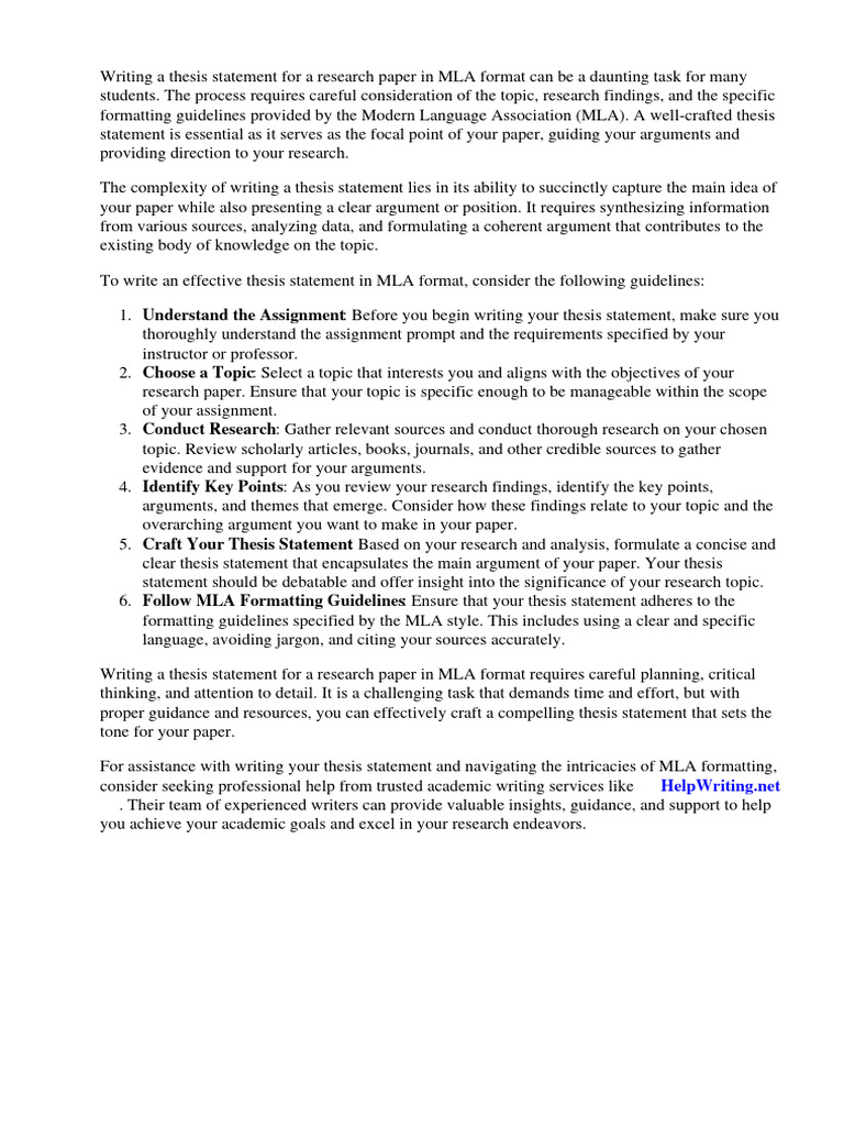 How To Write A Thesis Statement For A Research Paper in Mla Format ...