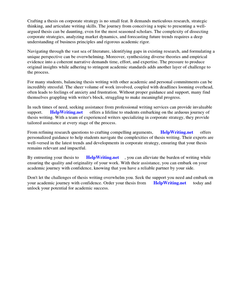 Thesis Corporate Strategy | PDF | Corporate Social Responsibility ...