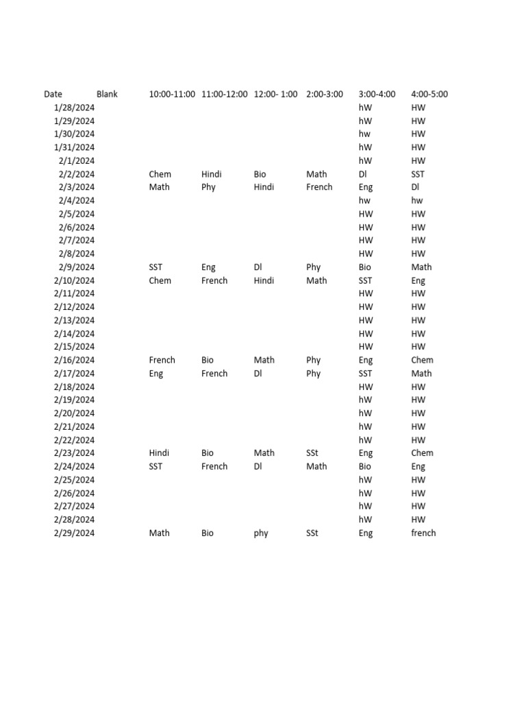 Exam Prep Timetable | PDF