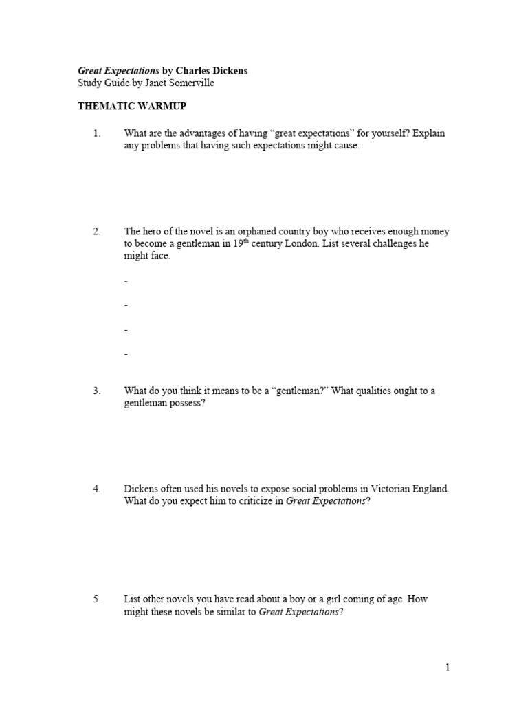 GreatExpectations - Dickens Grades 9 10 | PDF | Great Expectations ...
