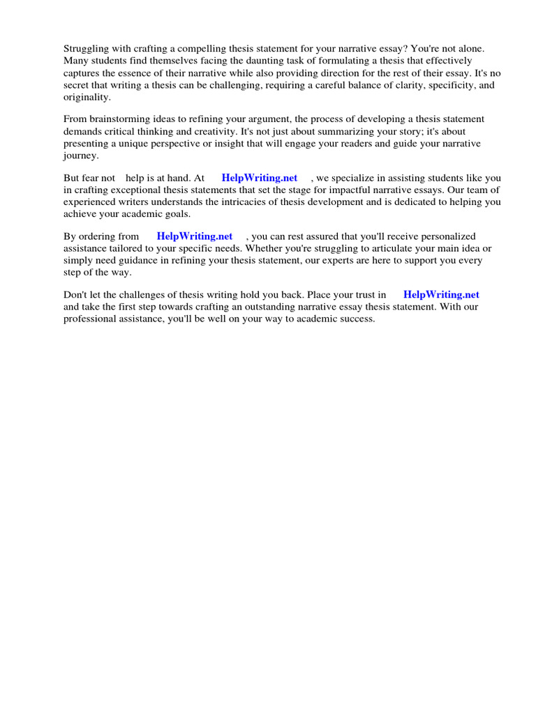 Crafting Narrative Essay Thesis Statements | PDF | Essays | Narrative