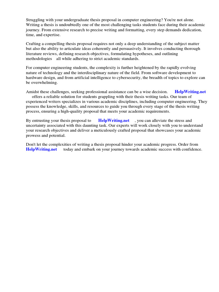 Undergraduate Thesis Proposal For Computer Engineering | PDF ...