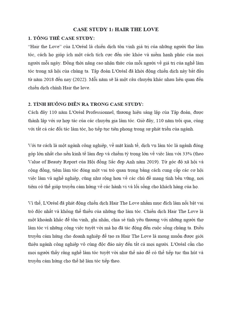 Case Study 1 - Hair The Love | PDF