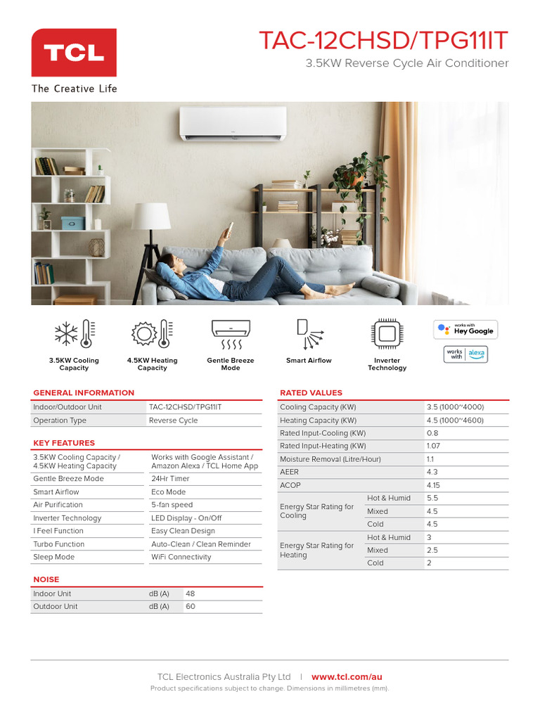 TAC-12CHSD/TPG11IT Air Conditioner Specs | PDF | Air Conditioning ...