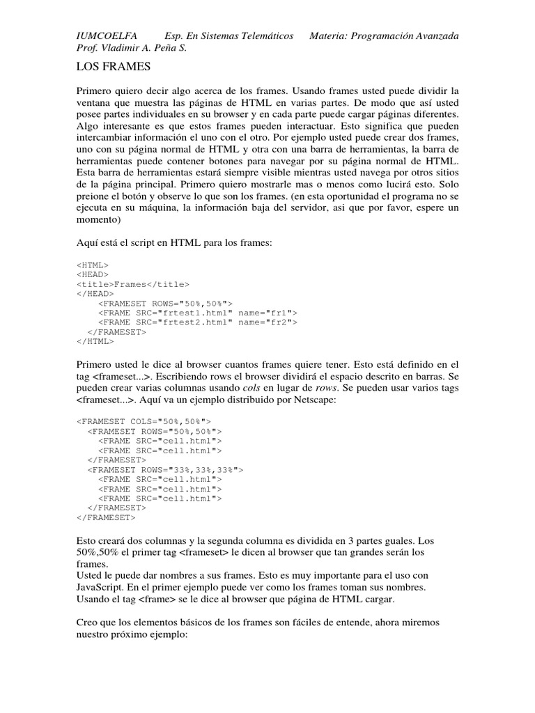 Los Frames | PDF | HTML | Lenguaje de escritura