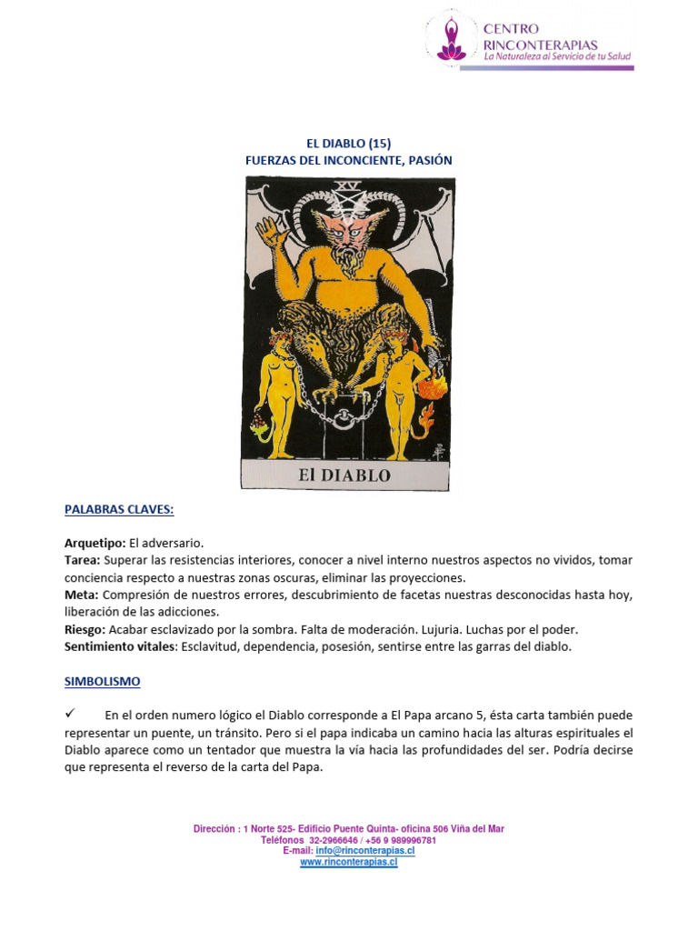 Arcanos Mayores 15-21 El Diablo - El Mundo | PDF | Amor | Felicidad