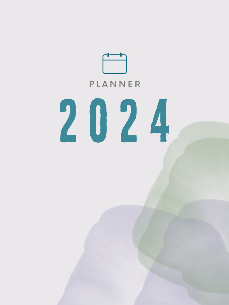Planner calendário 2024 aquarelado azul documento A4 | PDF