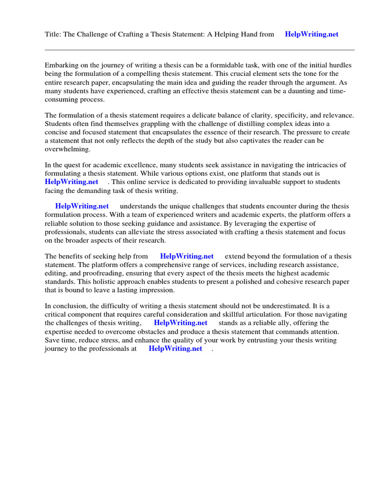 Formulating Thesis Statement Handout | PDF