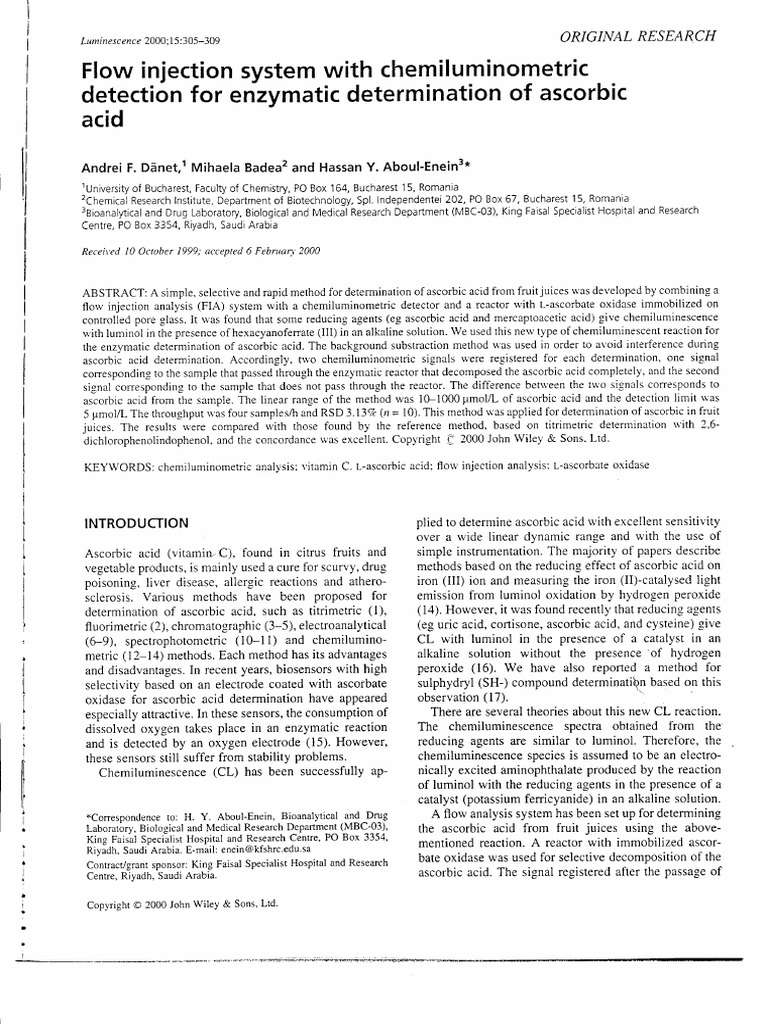 Flow Injection System With Chemiluminome Pdf