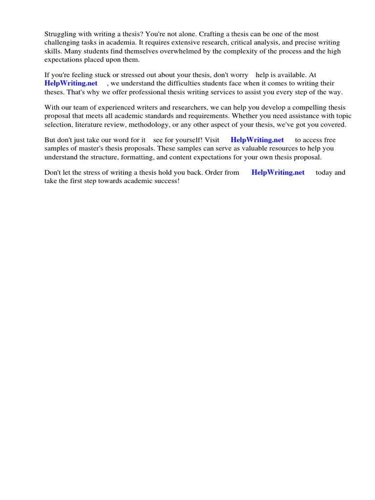 Free Masters Thesis Proposal Samples | PDF | Thesis | Abstract (Summary)