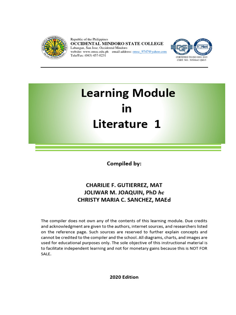 1st Year Literature | PDF