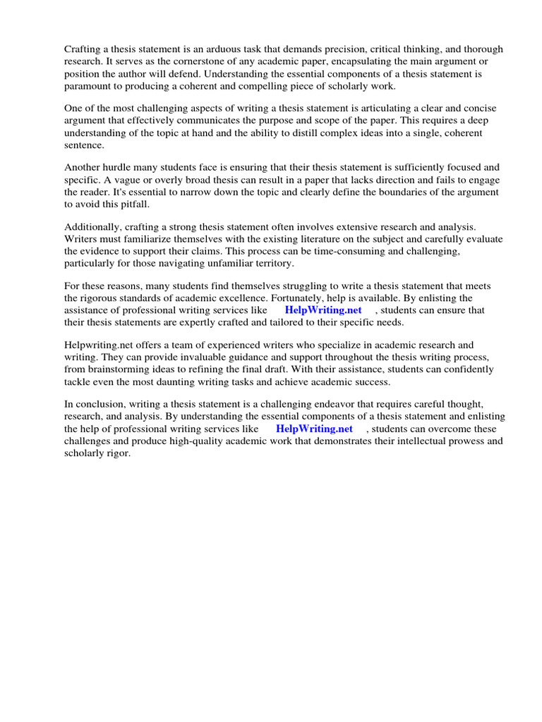 Essential Parts of A Thesis Statement | PDF | Essays | Thesis