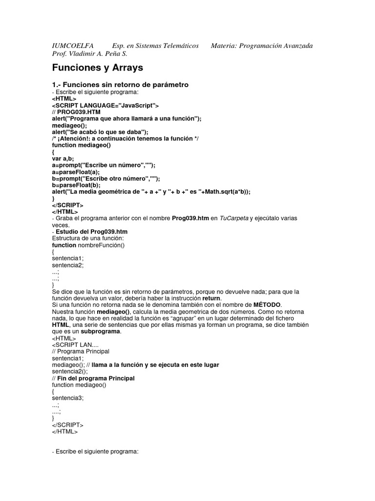 Funciones y Arrays | PDF | Matriz (Matemáticas) | Ascii
