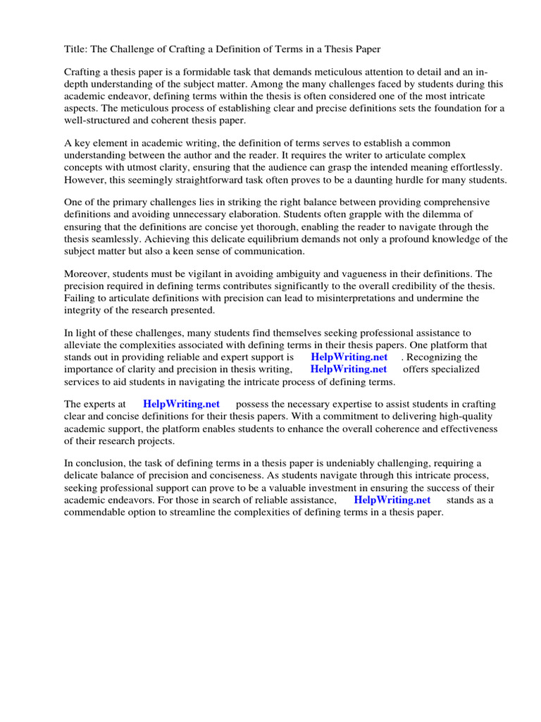 Definition of Terms Thesis Paper | PDF | Thesis | Essays Definition of Terms Thesis Paper | PDF | Thesis | Essays