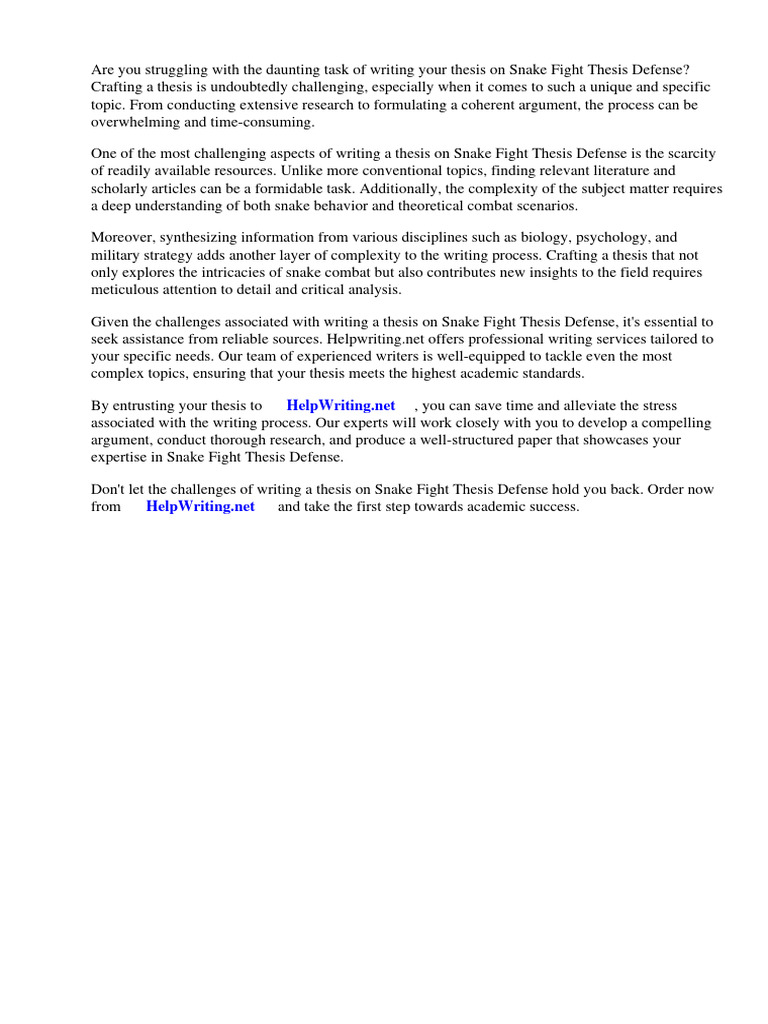 Snake Fight Thesis Defence | PDF | Thesis | Expert