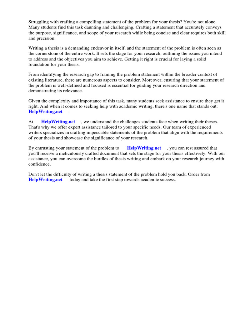 Statement of the Problem Format in Thesis | PDF | Thesis | Essays