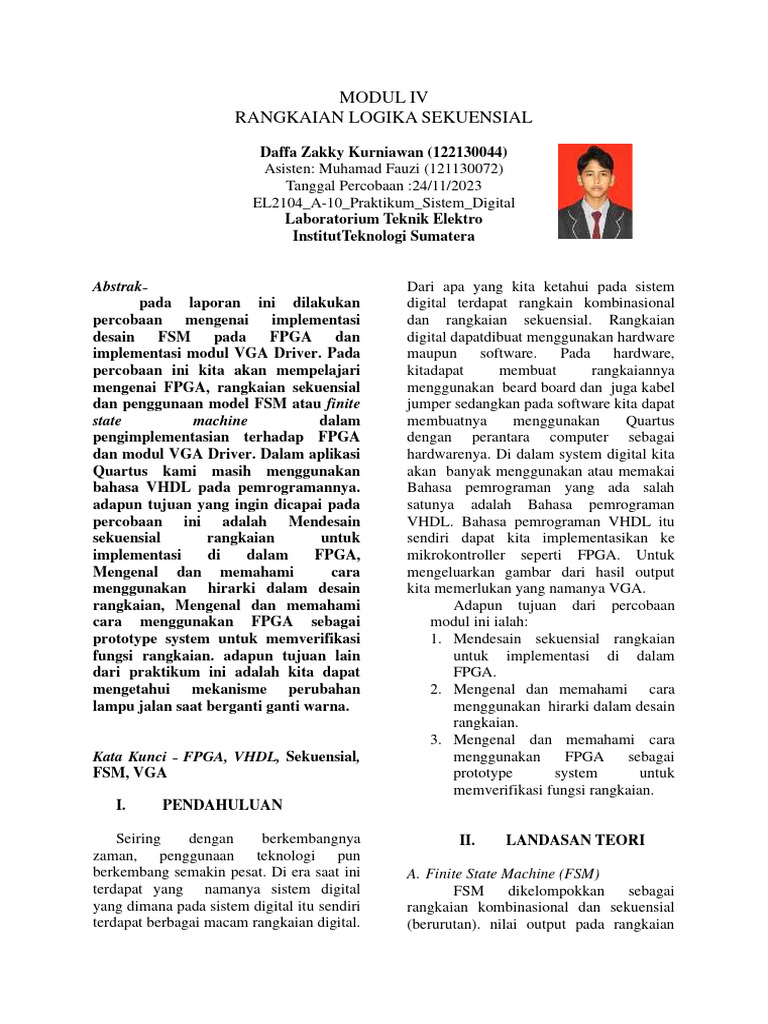 Implementasi FSM dan VGA pada FPGA | PDF