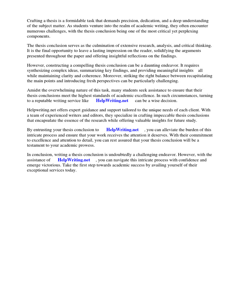 Thesis Conclusion Outline | PDF | Essays | Academic Publishing