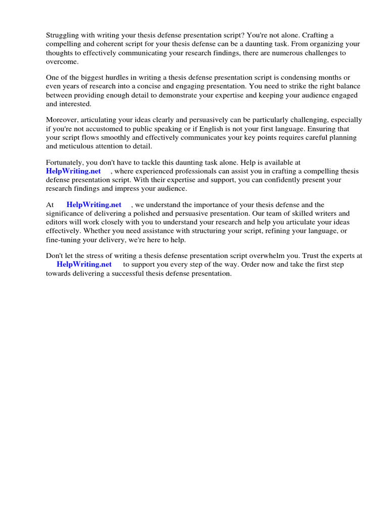 Thesis Defense Presentation Script | PDF