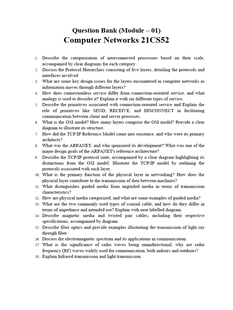 QB CN 21cs52 | PDF | Transmission Medium | Osi Model