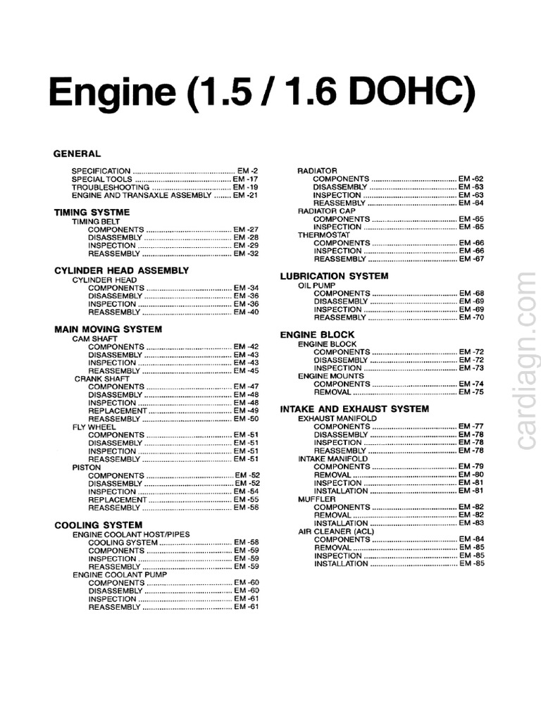 Engine Mechanical System (1.5 - 1.6 DOHC) - Getz 02-11 - PDF Download | PDF