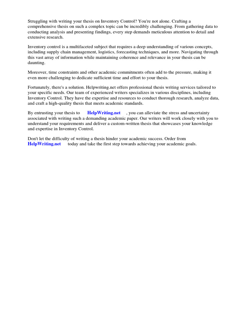 Thesis Inventory Control | PDF | Inventory | Thesis