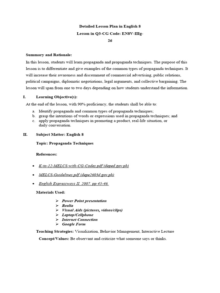 Propaganda Techniques | Download Free PDF | Propaganda | Lesson Plan
