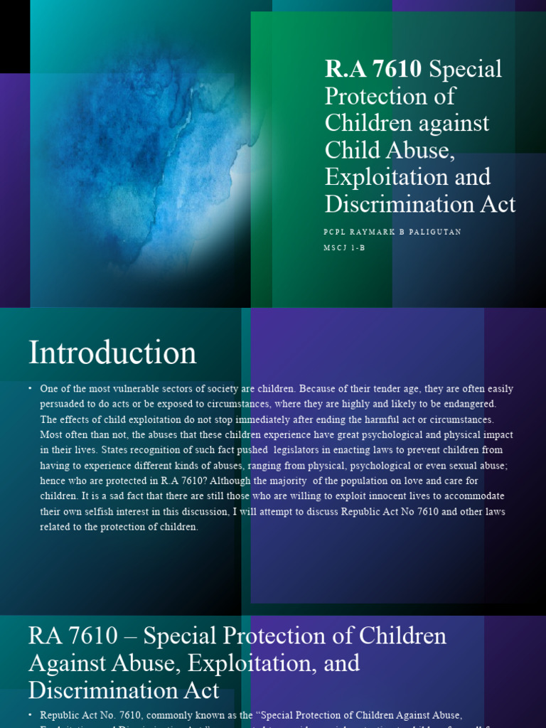 Ra 7610 Presentation | PDF | Child Abuse | Bail
