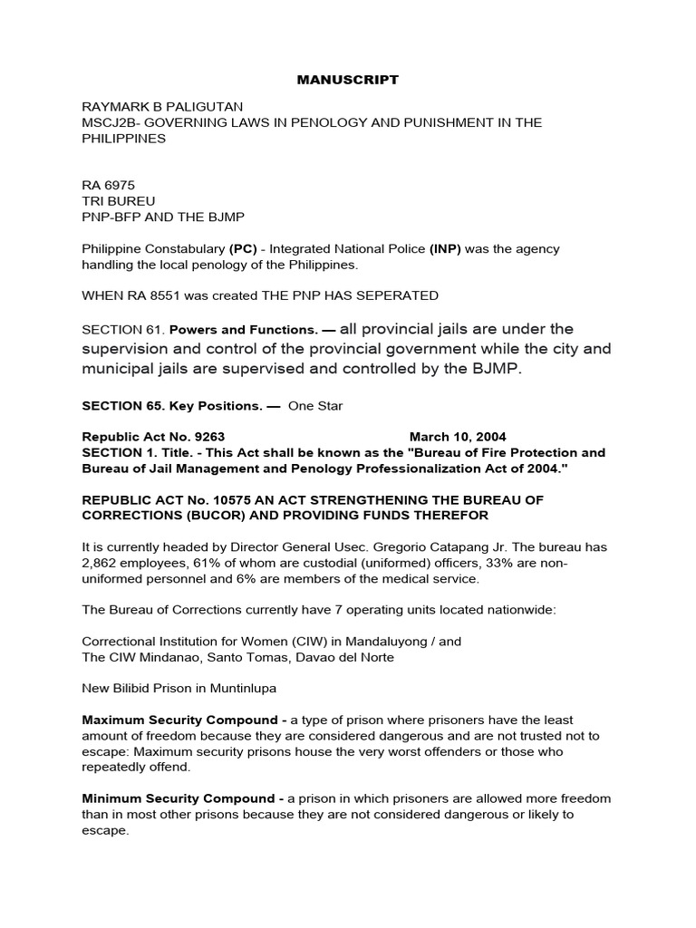 Paligutan Raymark B-Script | PDF | Prison | Crimes