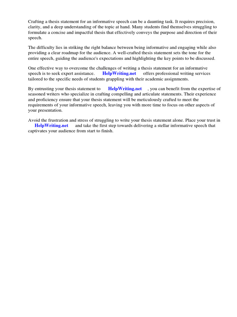 Thesis Statement Informative Speech Examples | Download Free PDF ...