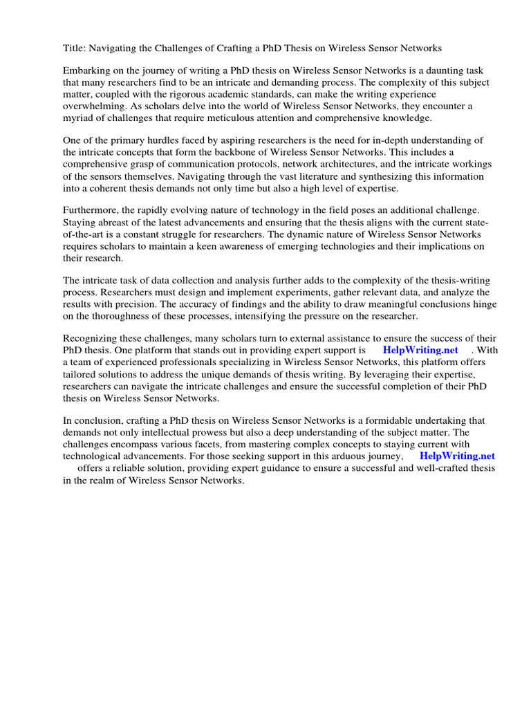 Phd Thesis Wireless Sensor Networks Pdf Wireless Sensor Network Computer Network