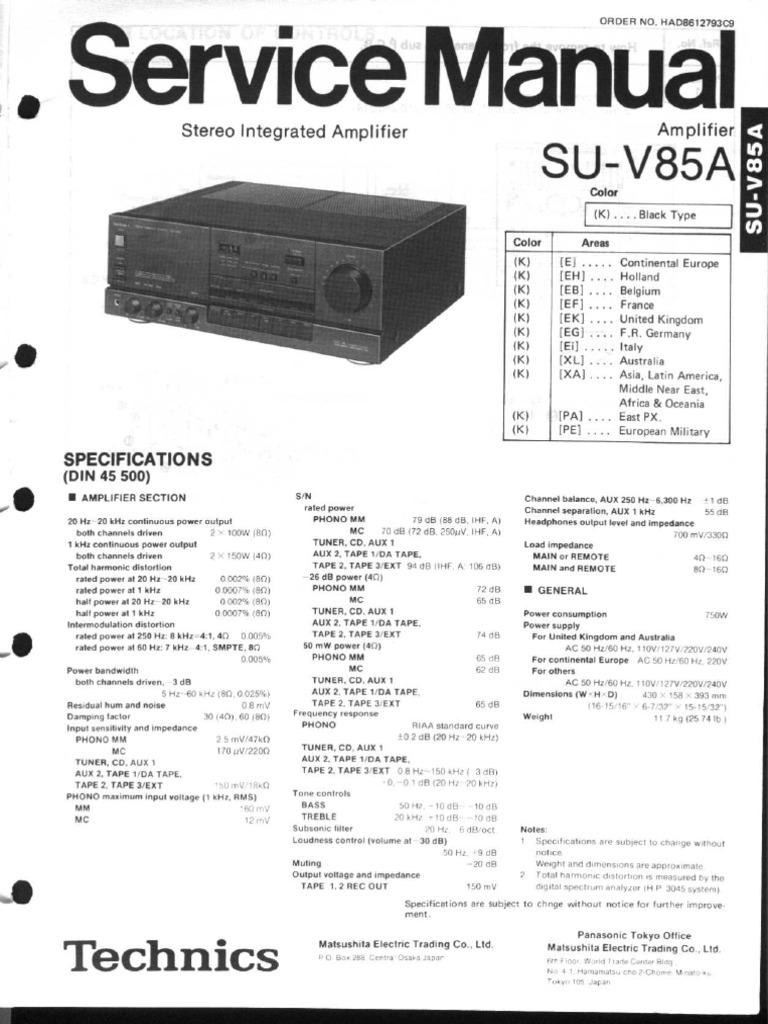 Technics Su V85a | PDF