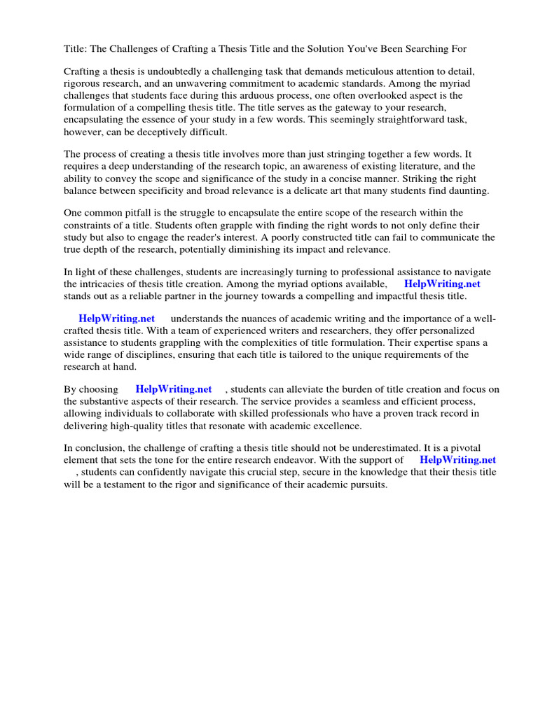 Thesis Title Making | PDF