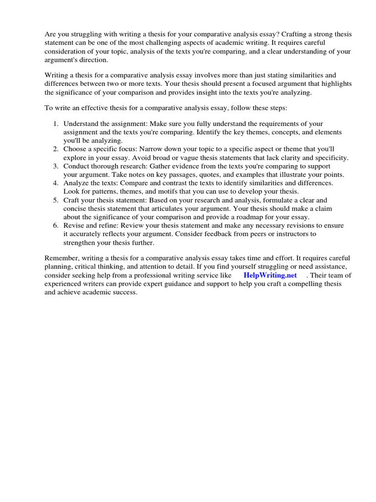 How To Write A Thesis For A Comparative Analysis Essay | PDF | Essays ...