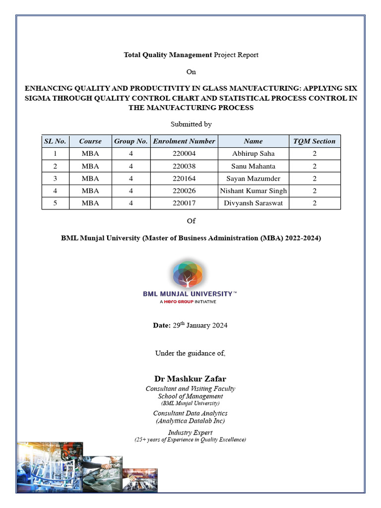 TQM - Group 4 - Research Paper On Six Sigma Implementation | PDF | Six Sigma | Lean Manufacturing