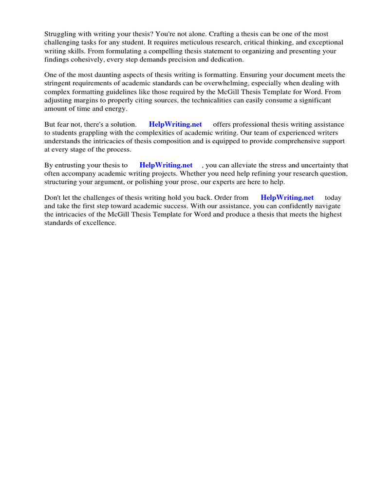 Mcgill Thesis Template Word | PDF | Thesis | Learning