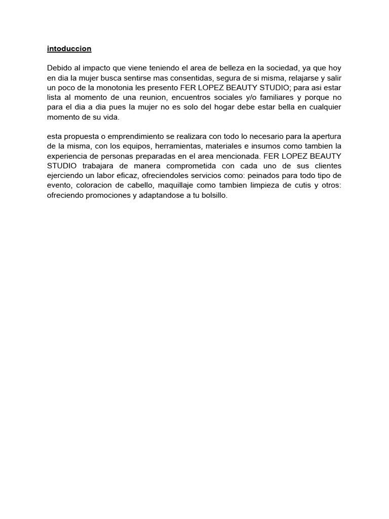 Proyecto de Belleza | PDF